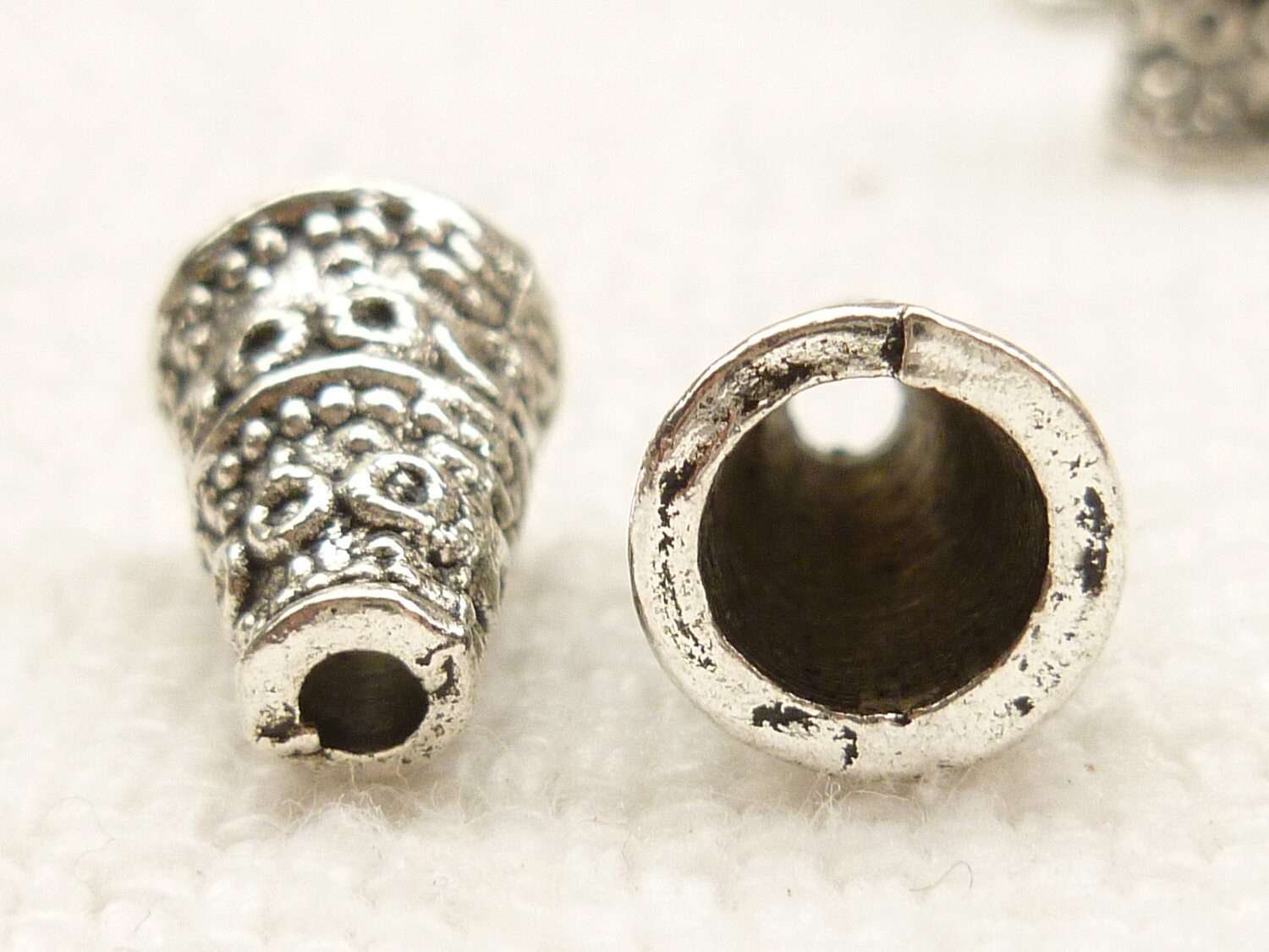 Cone Shaped Ornate Pattern Bead Caps Antique Silver 6 - Etsy