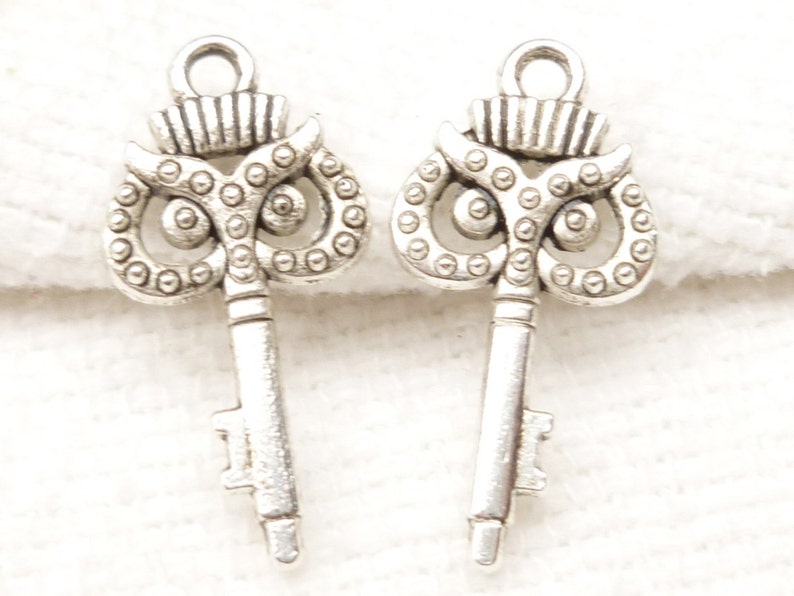 Intriguing Owl Head Skeleton Key Charms Antique Silver 6 | Etsy