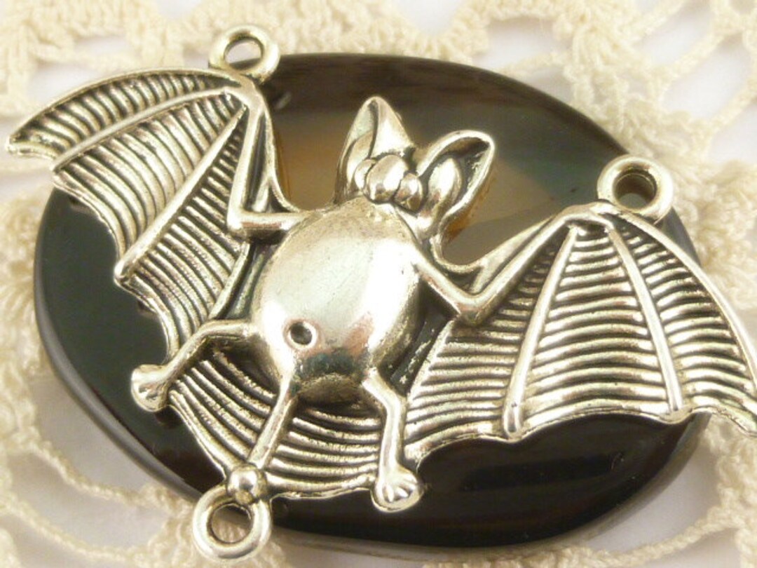 Large Bat Connector Pendant, Antiqued Silver (1) - Etsy