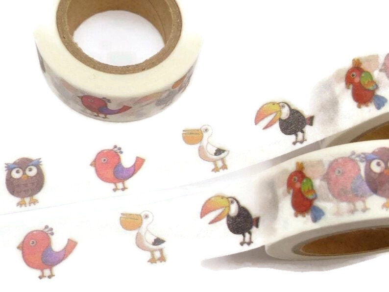 Washi Tape Owl Pelican Toucan Parrot Bird Washi Tape - Etsy