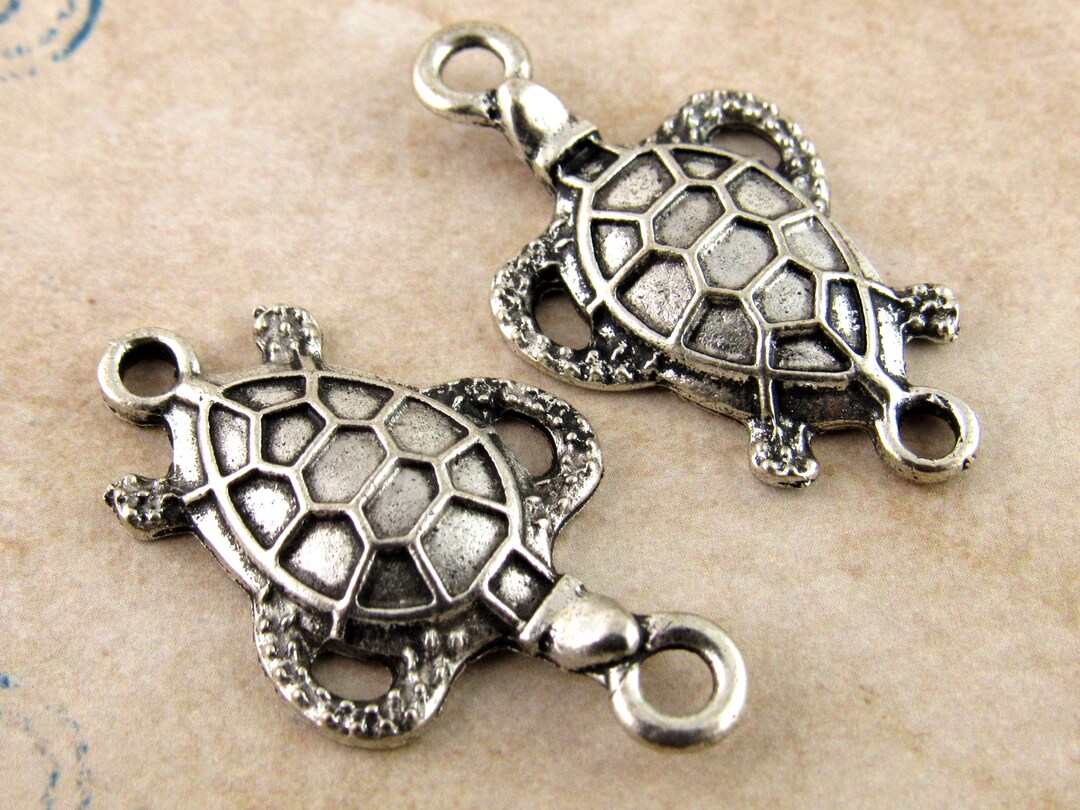 Sea Turtle Connector, Turtle Charm Pendant (4) - S73 - Etsy