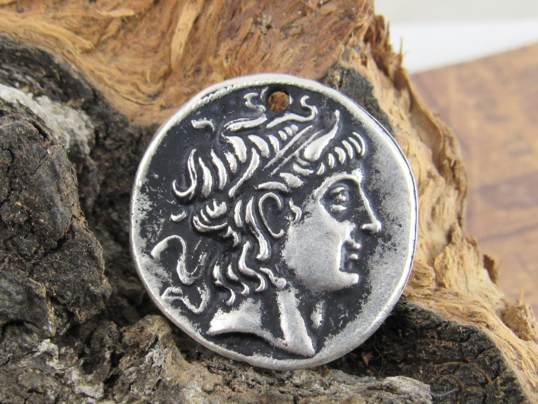 Pewter Alexander the Great Coin Casting Pendant Charm, Mykonos Casting ...
