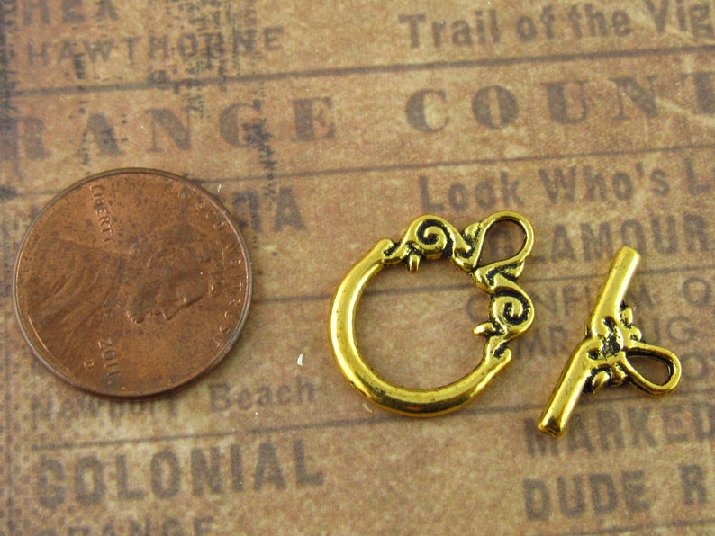 Flower Swirl Toggle Clasp Closure Gold Tone Ornate Floral - Etsy