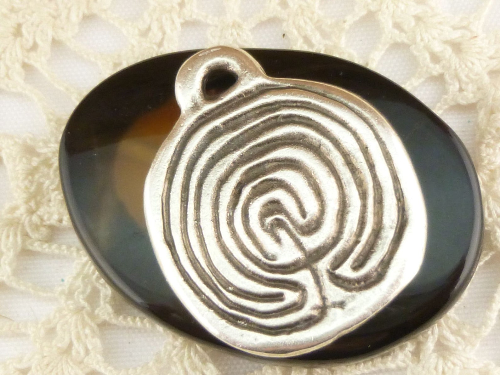 30mm Antique Silver Labyrinth Disc Pendant Charm Mykonos Two - Etsy