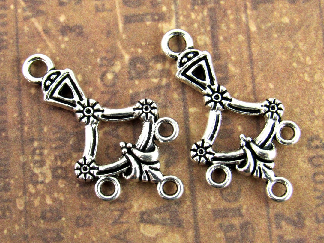Two Sided Chandelier Connector, Floral Finding Connector Charm (10 ...