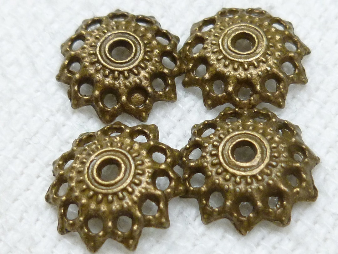 Bronze Star Bead Cap, Antiqued Bronze Floral Bead Cap (20) - A41 - Etsy