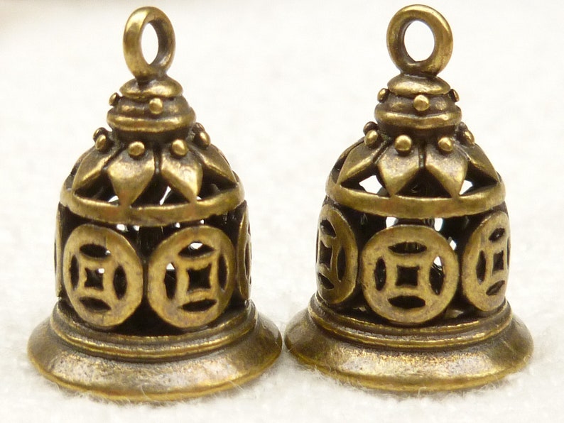 3D Filigree Bell Charms Antiqued Bronze Vintage Look 2 - Etsy