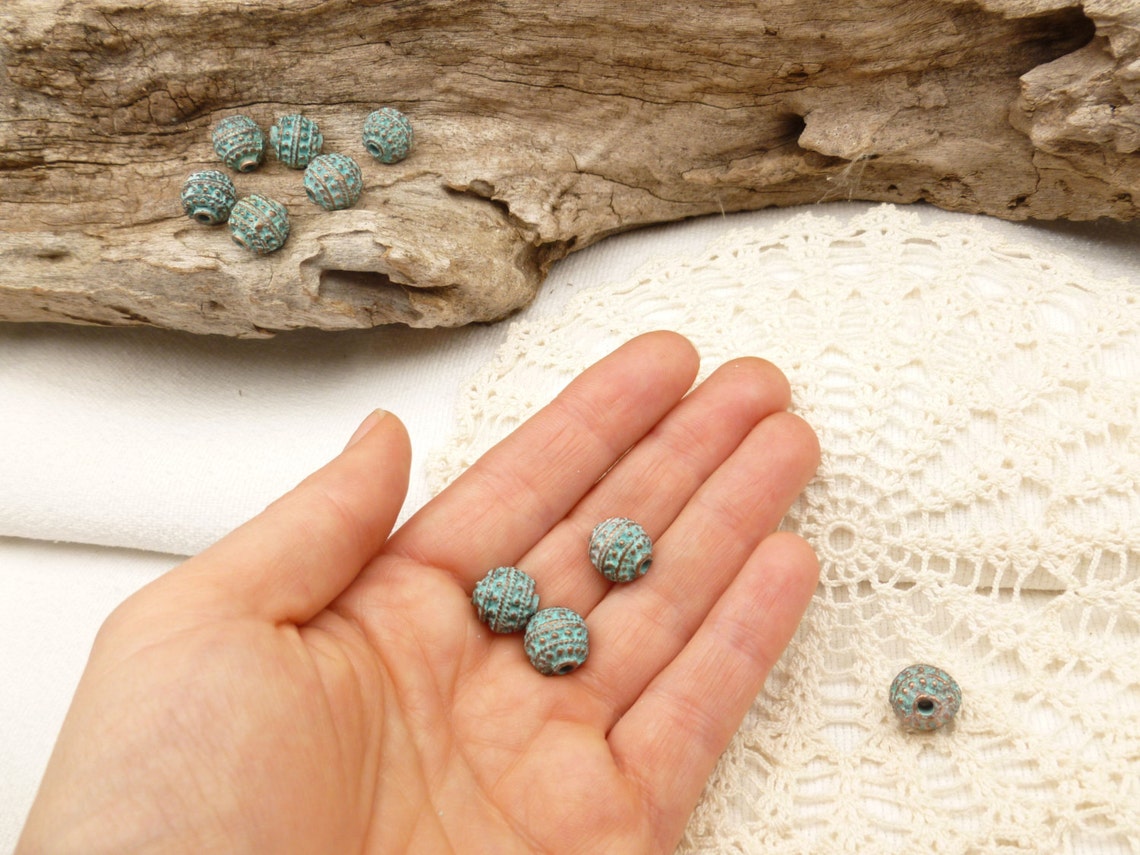 12mm Ornate Bumpy Beads Rustic Patina Mykonos Casting - Etsy