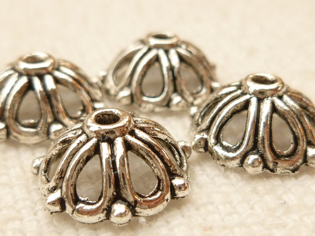 14mm Fancy Lace Work Flower Bead Caps, Antique Silver Tone (8) - SF7 - Etsy