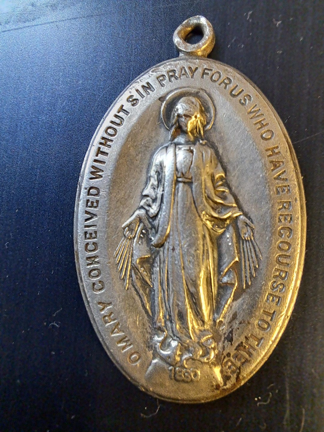 Large Miraculous Medal - Hallmarked 1950 - Irish Silver - Maker, Thomas ...