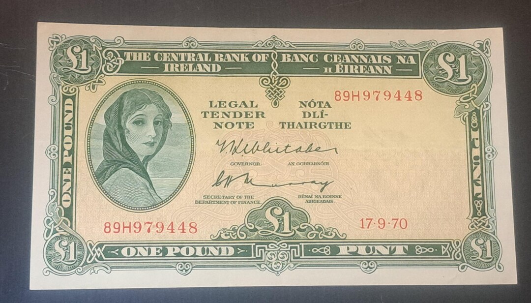 1970 Irish One Pound Banknote, Lady Lavery, About Uncirculated - Etsy