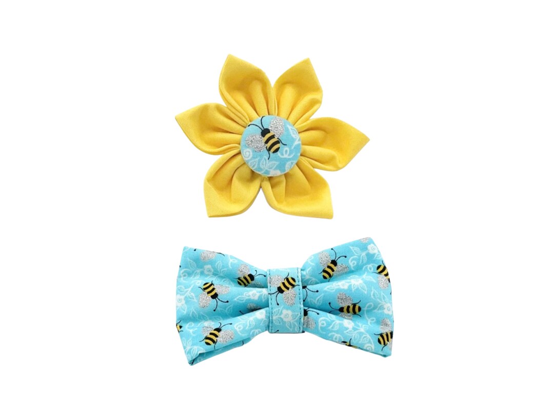 Blue Sparkly Bumble Bee Flower or Bow Tie Accessory for Your Pets ...