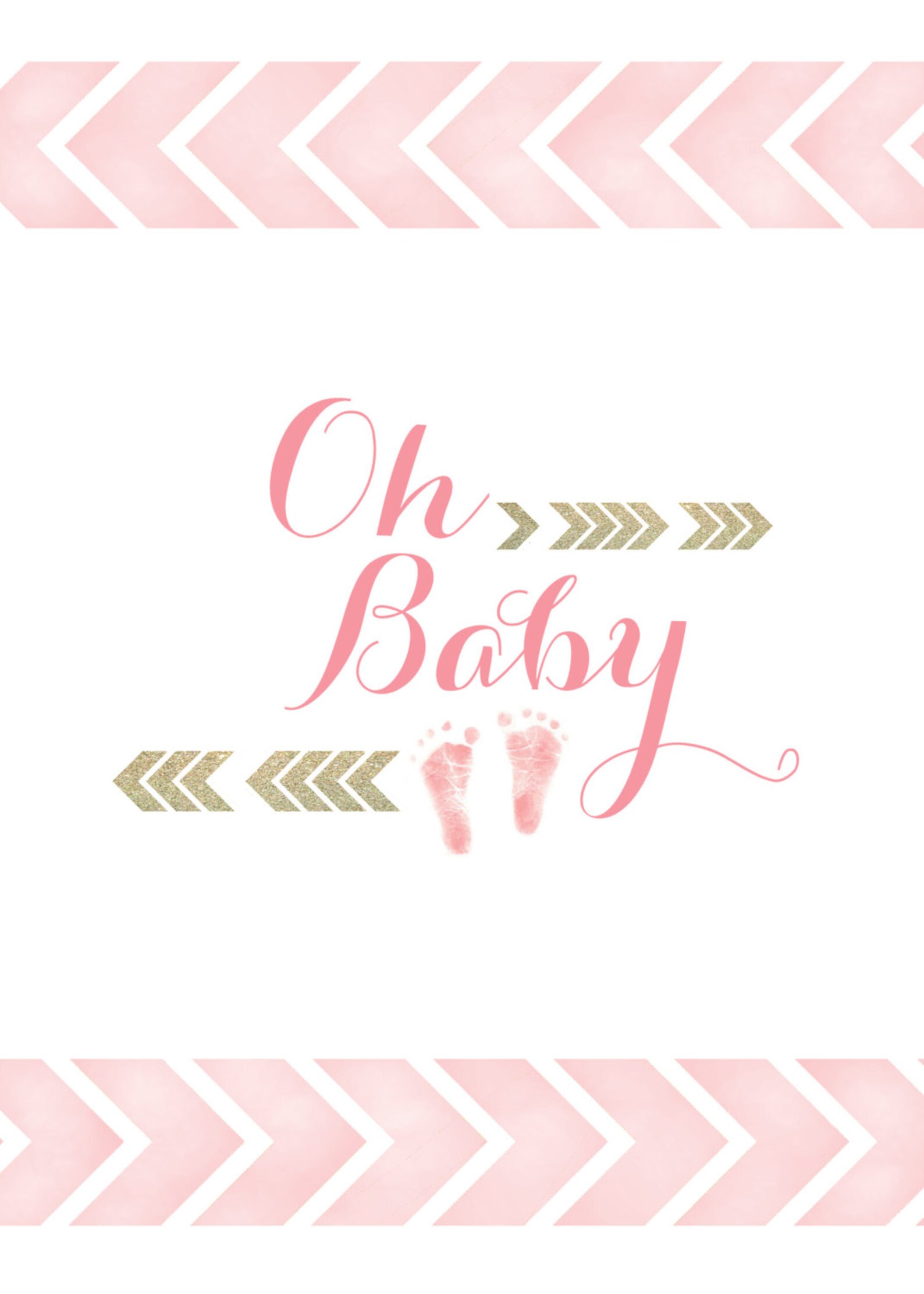 Pink and Gold Chevron Baby Shower Invitation - Etsy