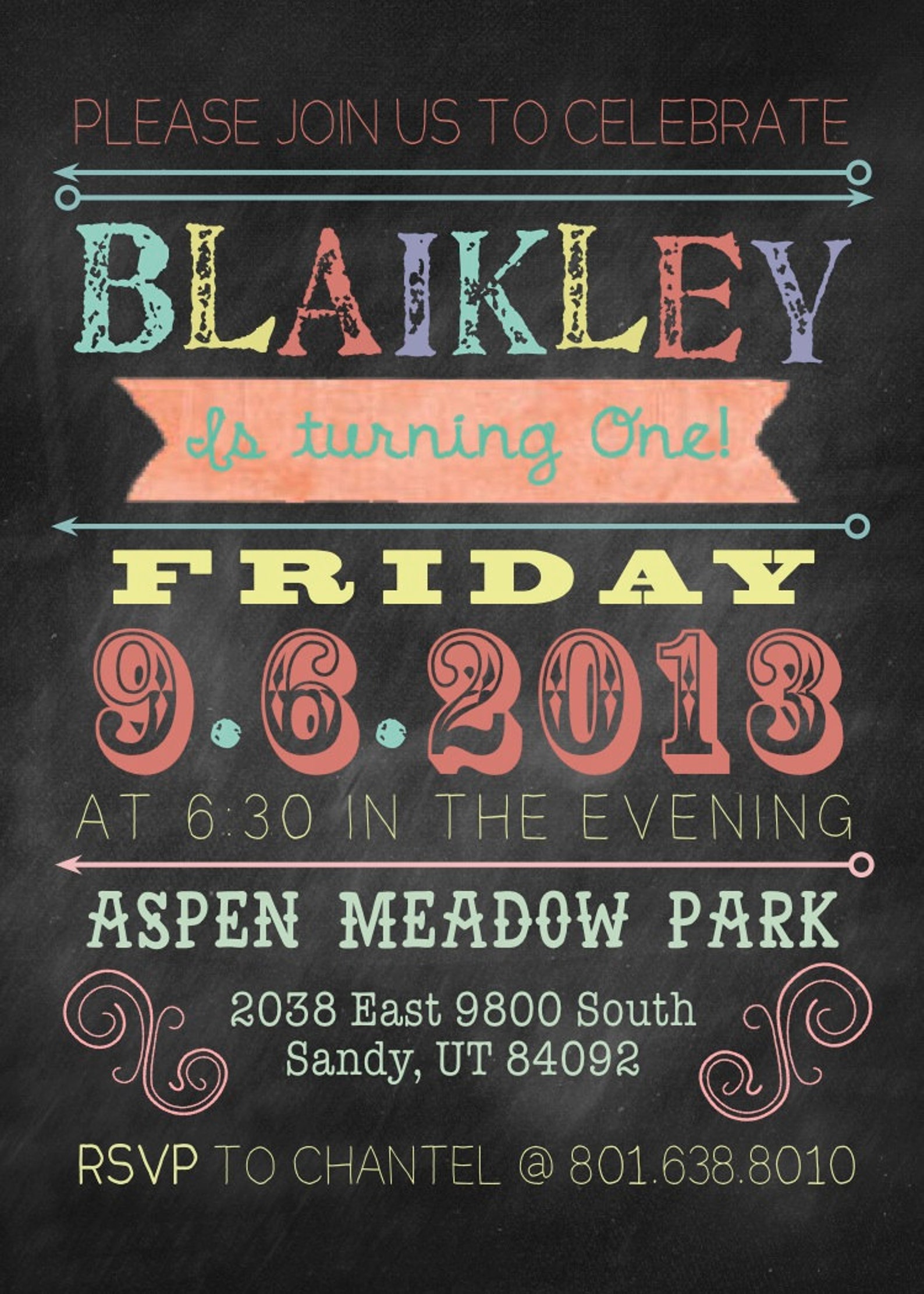 Chalkboard Birthday Invitation 5x7 Etsy