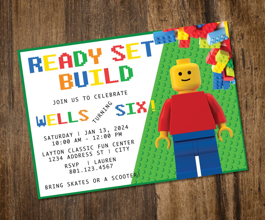 LEGO Birthday Party Invitation - Etsy