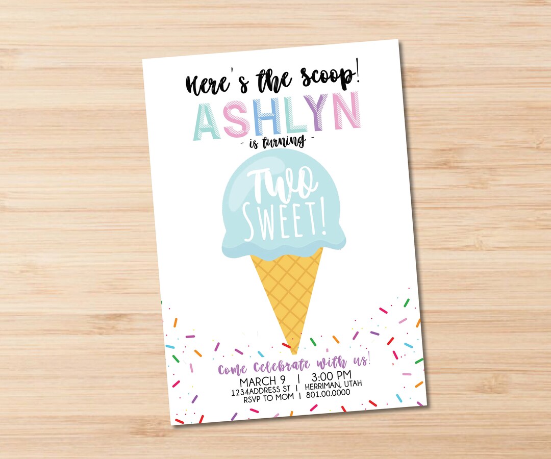 Ice Cream Theme Birthday Invitation - Etsy