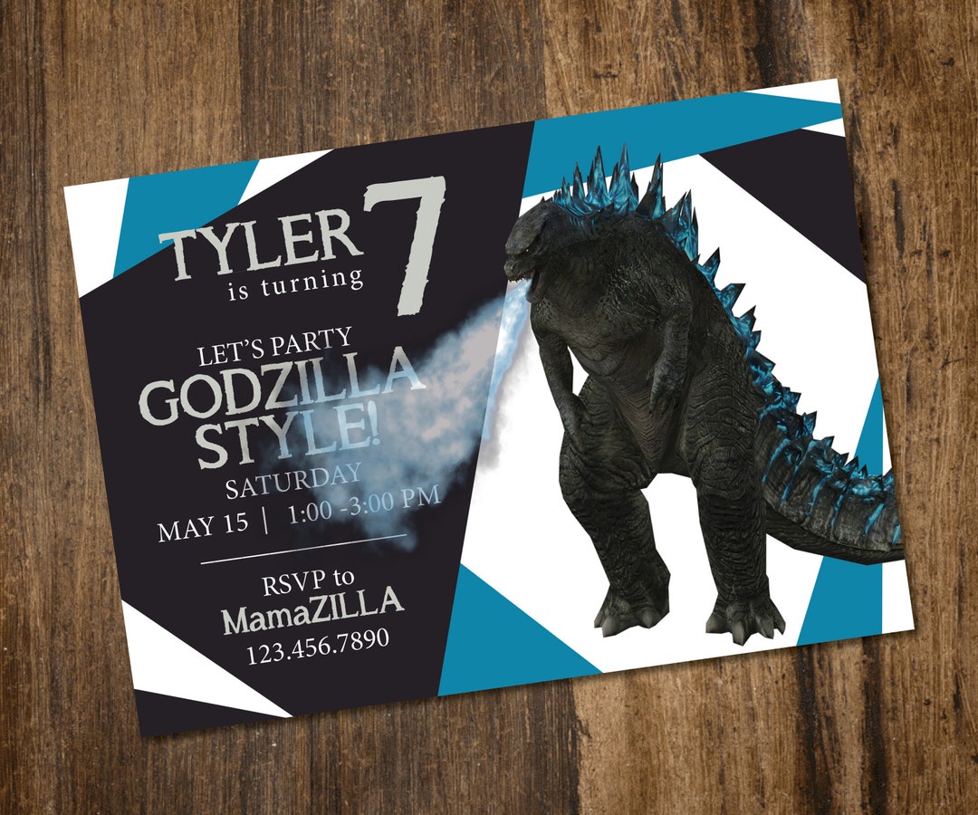Godzilla Theme Birthday Party Invitation - Etsy