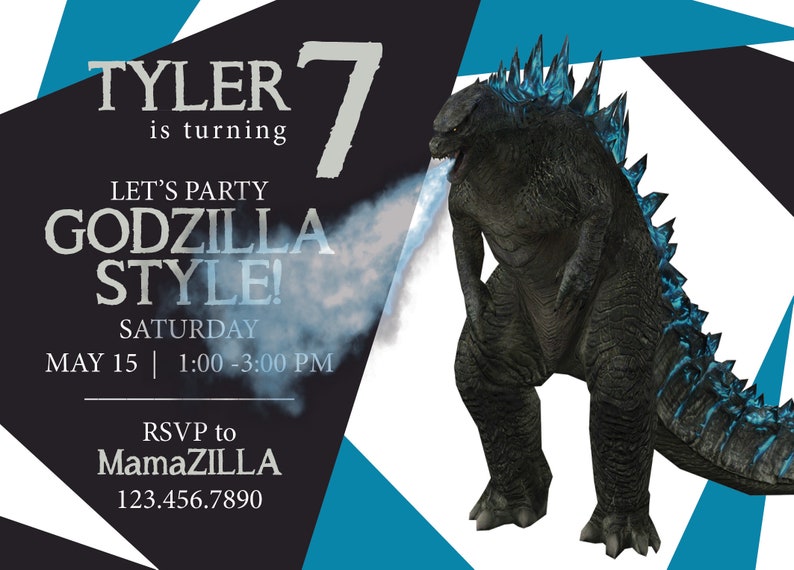 Godzilla Theme Birthday Party Invitation - Etsy