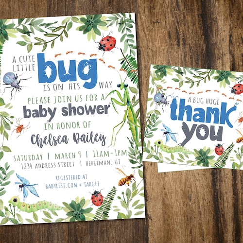 Baby Boy Shower Invitation Bug Baby Shower Invitation Instant - Etsy