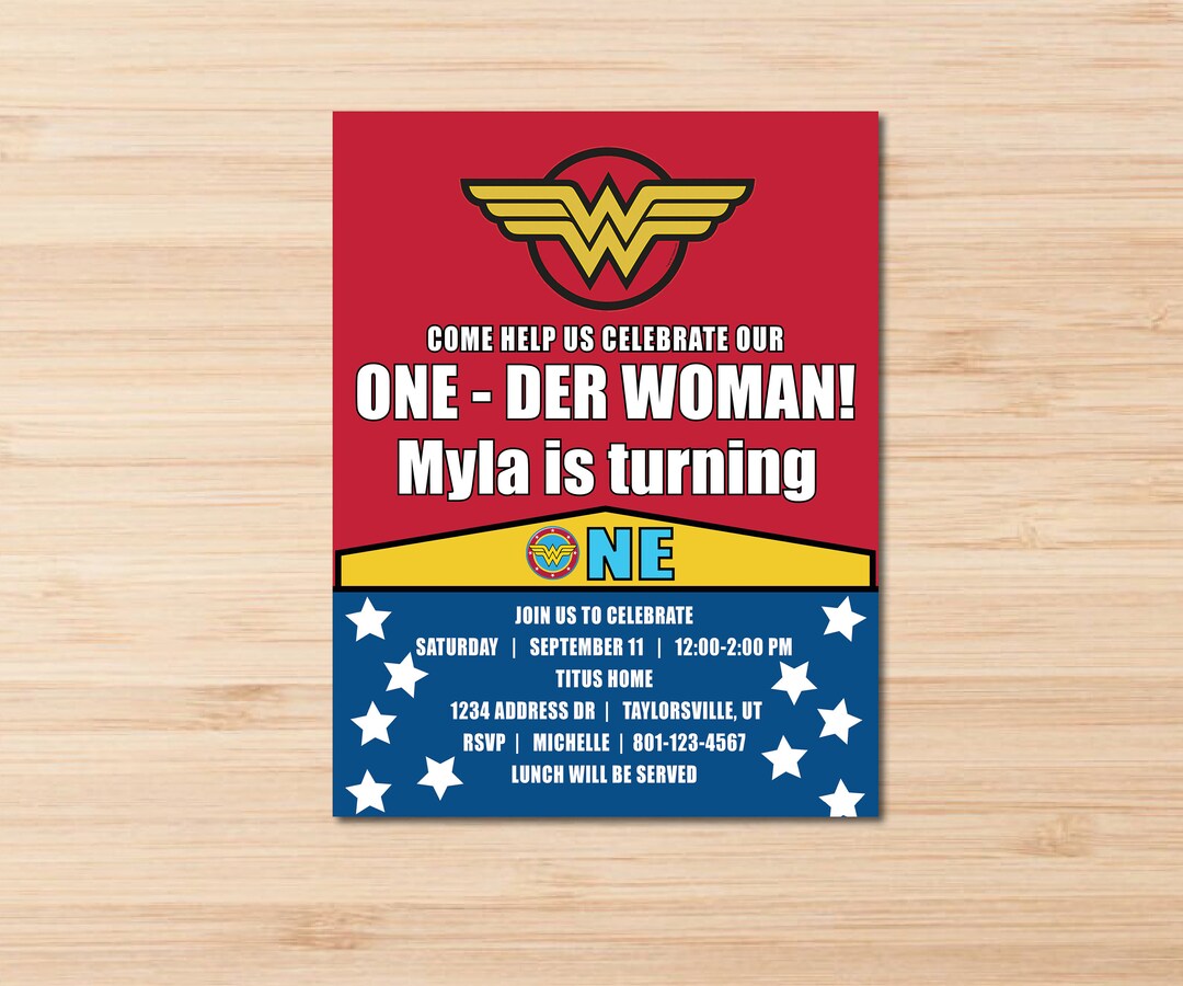 Wonder Woman Theme Birthday Party Invitation - Etsy