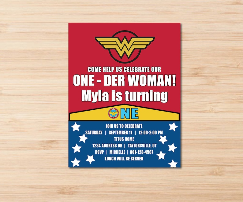Wonder Woman Theme Birthday Party Invitation - Etsy