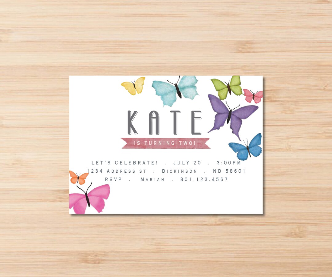 Butterfly Theme Birthday Invitation - Etsy