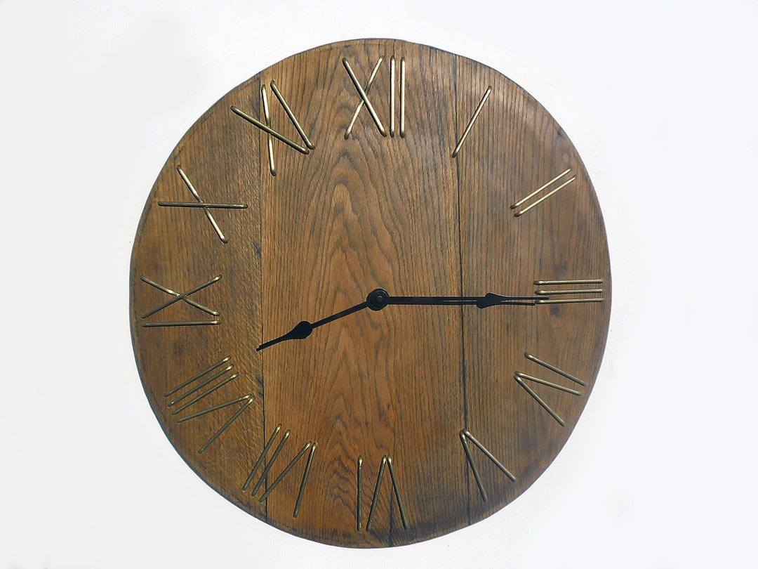 21'' Large Rustic Wall Clock, Unique Big Wall Clock From Old Wooden ...