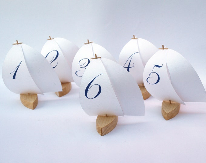 Set of 6 Sailboats With Numbers on Sails - Etsy