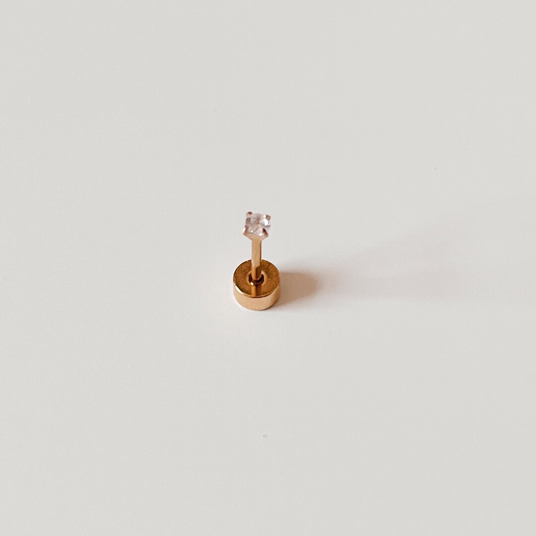 NEW Single 2mm Cubic Zirconia Stud Earring With Flat Back - Externally ...
