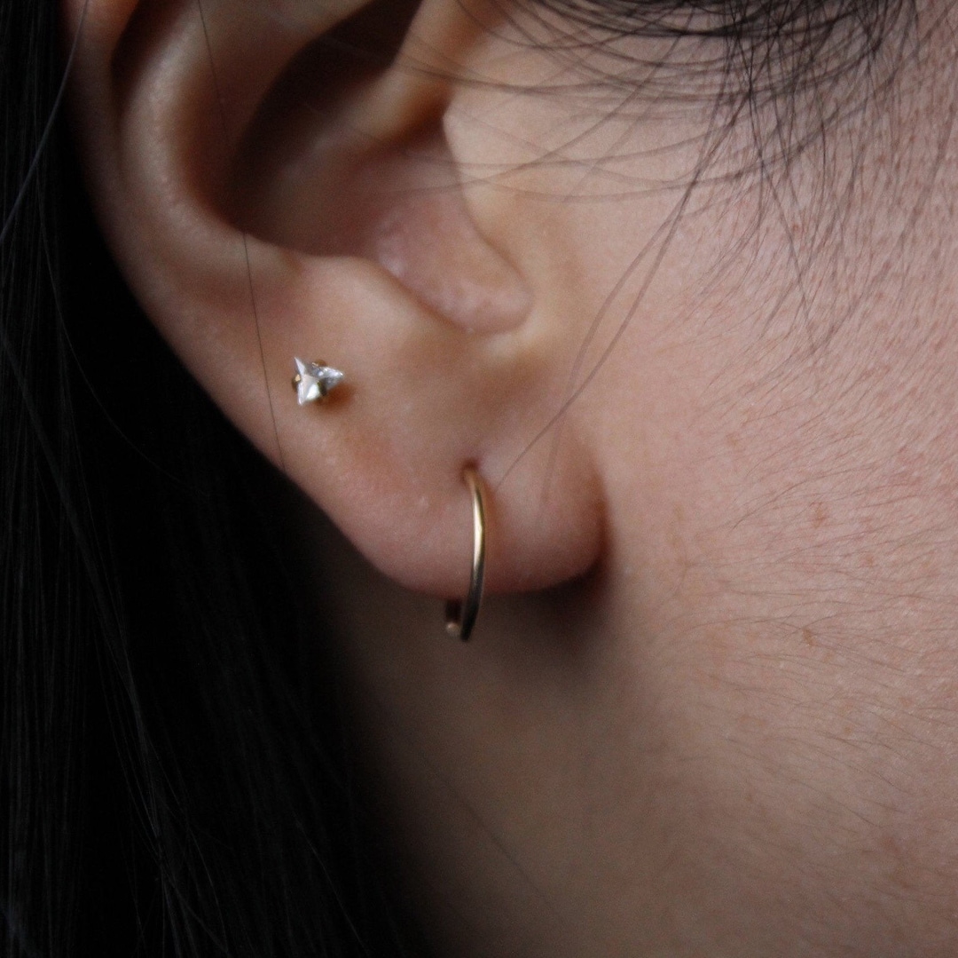 10mm Gold Filled Hoops, Small Everyday Gold Hoops, Gold Sleepers, Tiny ...