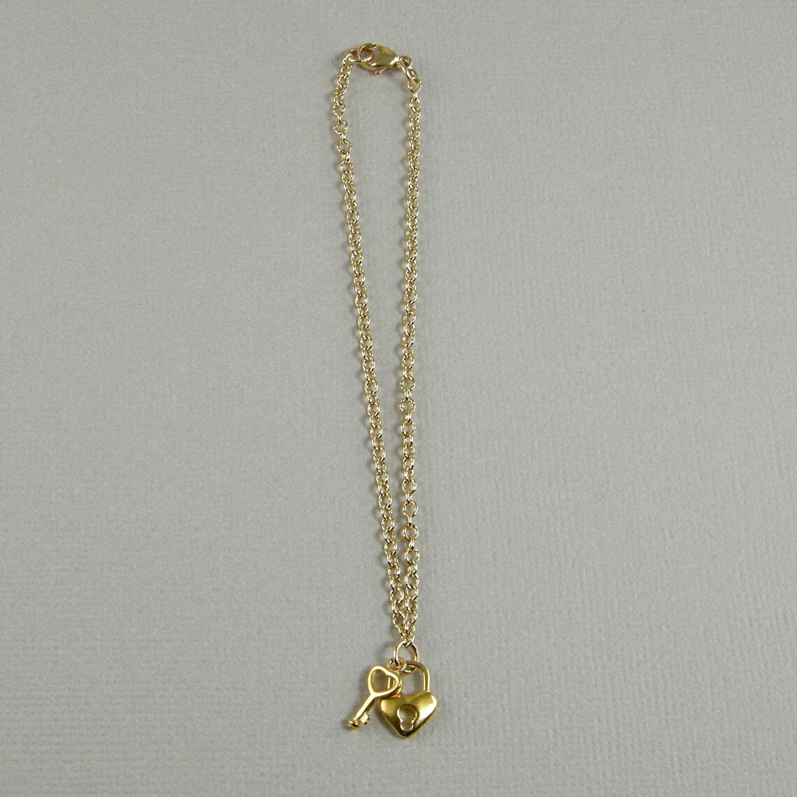 Dainty Gold Heart Lock and Key Anklet, Gold Anklets for Women - Etsy