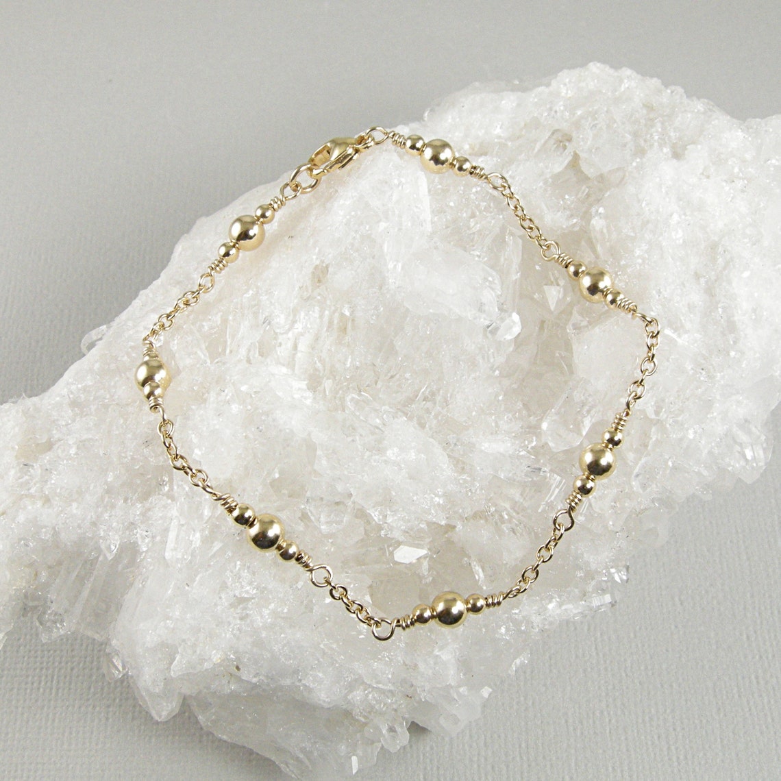 Gold Chain Gold Bead Ankle Bracelet, Gold Anklet, Gold Anklets for ...