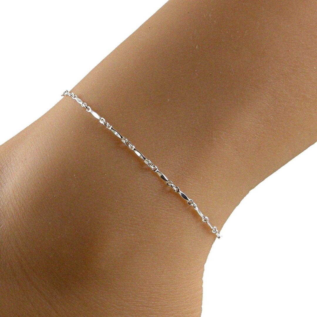 Sterling Silver Anklet, Dainty Sterling Silver Chain Ankle Bracelet - Etsy