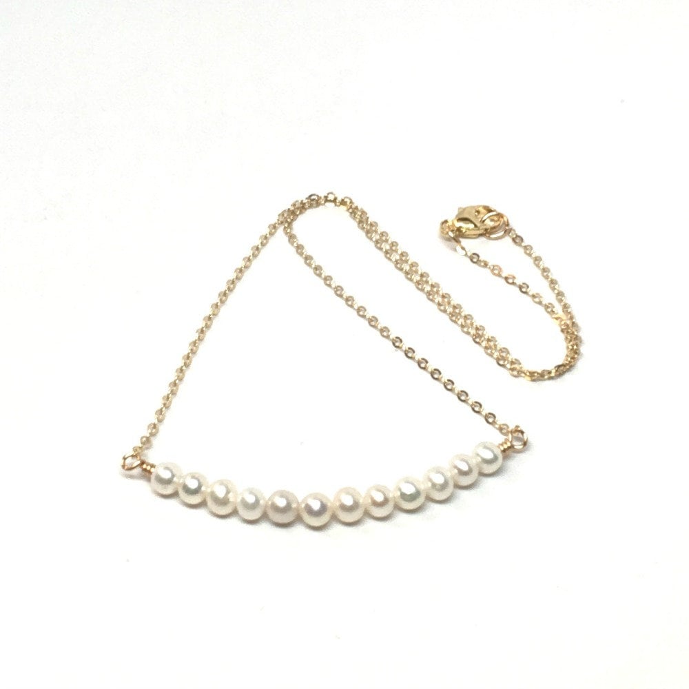 Dainty Pearl Gold Chain Necklace, Small Pearl Necklace - Etsy