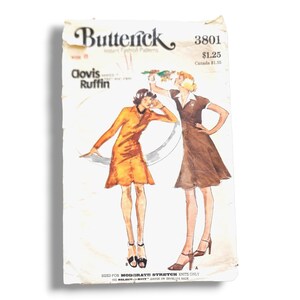 Vintage 1970s Butterick 3801 Clovis Ruffin Flare Mini Dress Size 8 ...