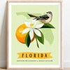Texas State Bird and State Flower Art Print - Mockingbird and ...
