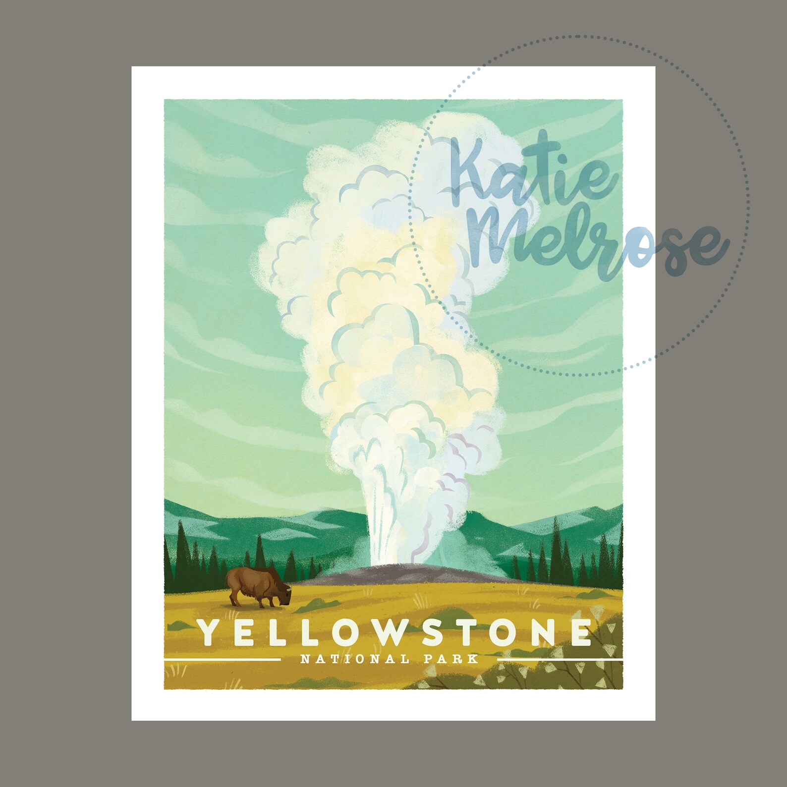 Yellowstone National Park Art Print - 8 X 10 Inches - 11x14 Inches ...