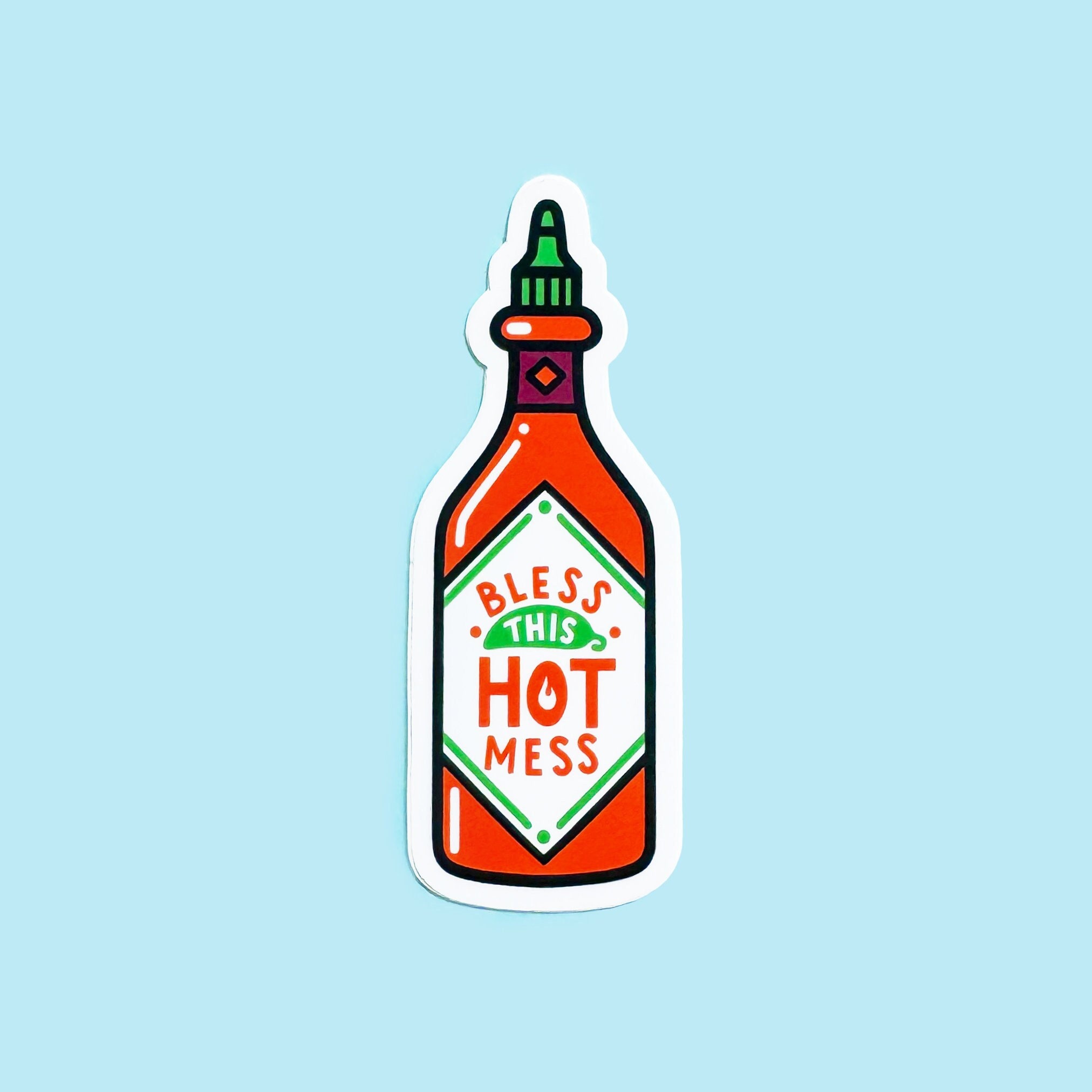Bless This Hot Mess Vinyl Sticker - Hot Sauce Sticker - Spice Lover ...