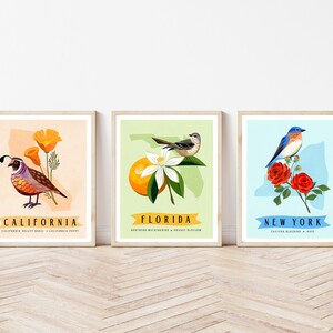 Texas State Bird and State Flower Art Print - Mockingbird and ...