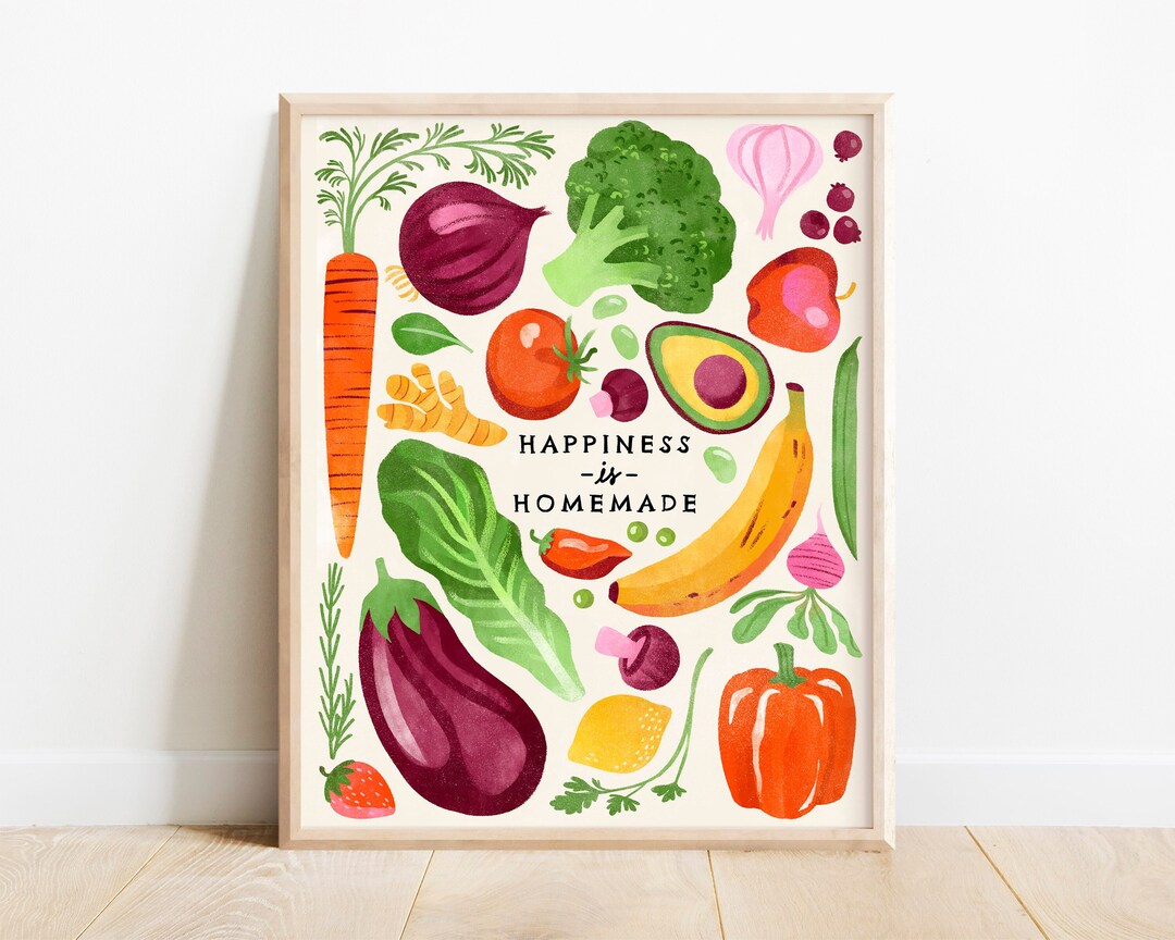 Kitchen Vegetables Art Print - 8 X 10 Inches - Cooking Illustration ...