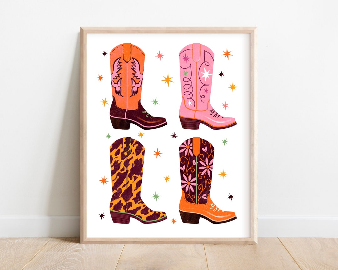 Cowboy Boots Art Print - 8x10, 11x14 Inches - Western Desert ...
