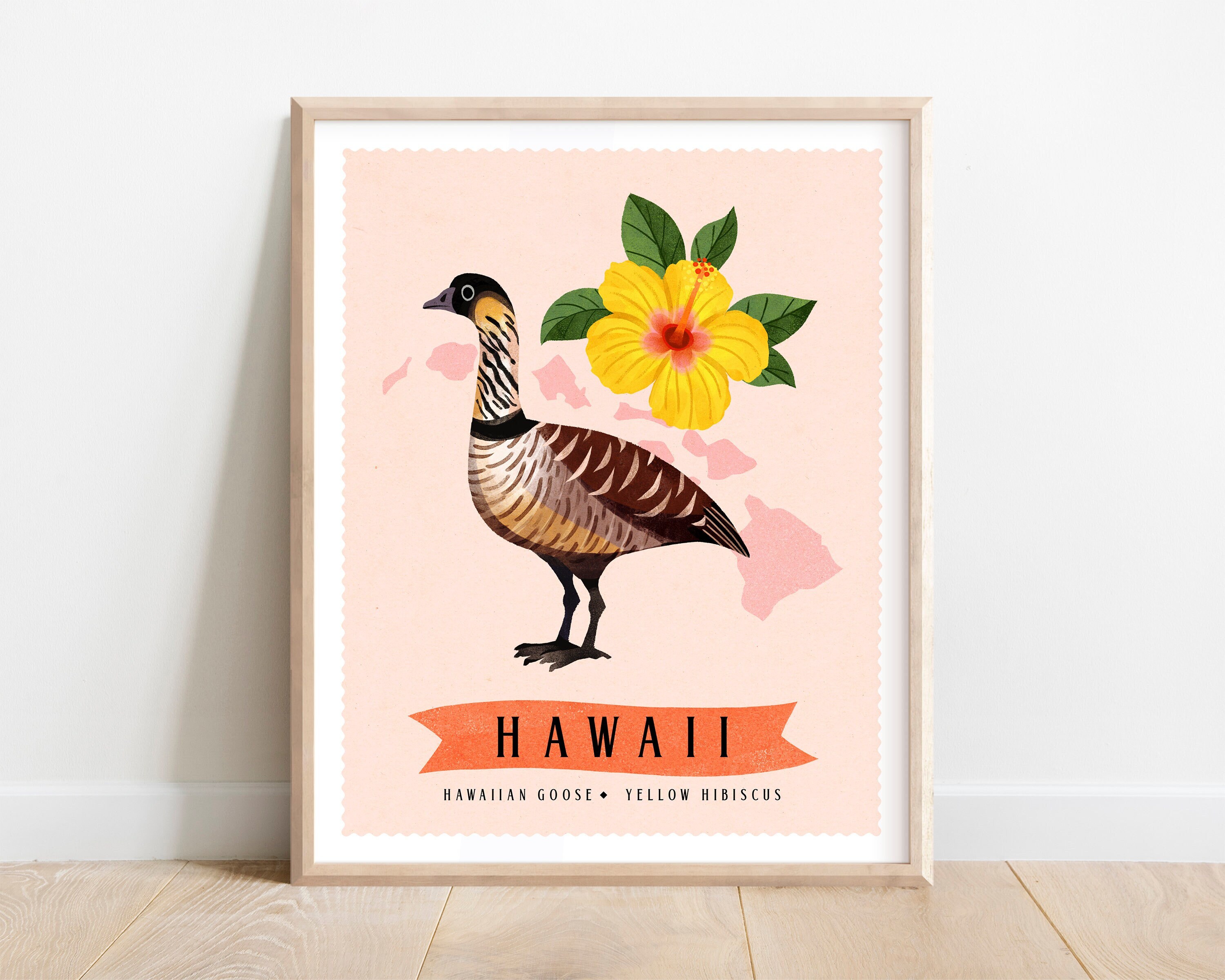 Hawaii State Bird and State Flower Art Print - Goose and Hibiscus ...