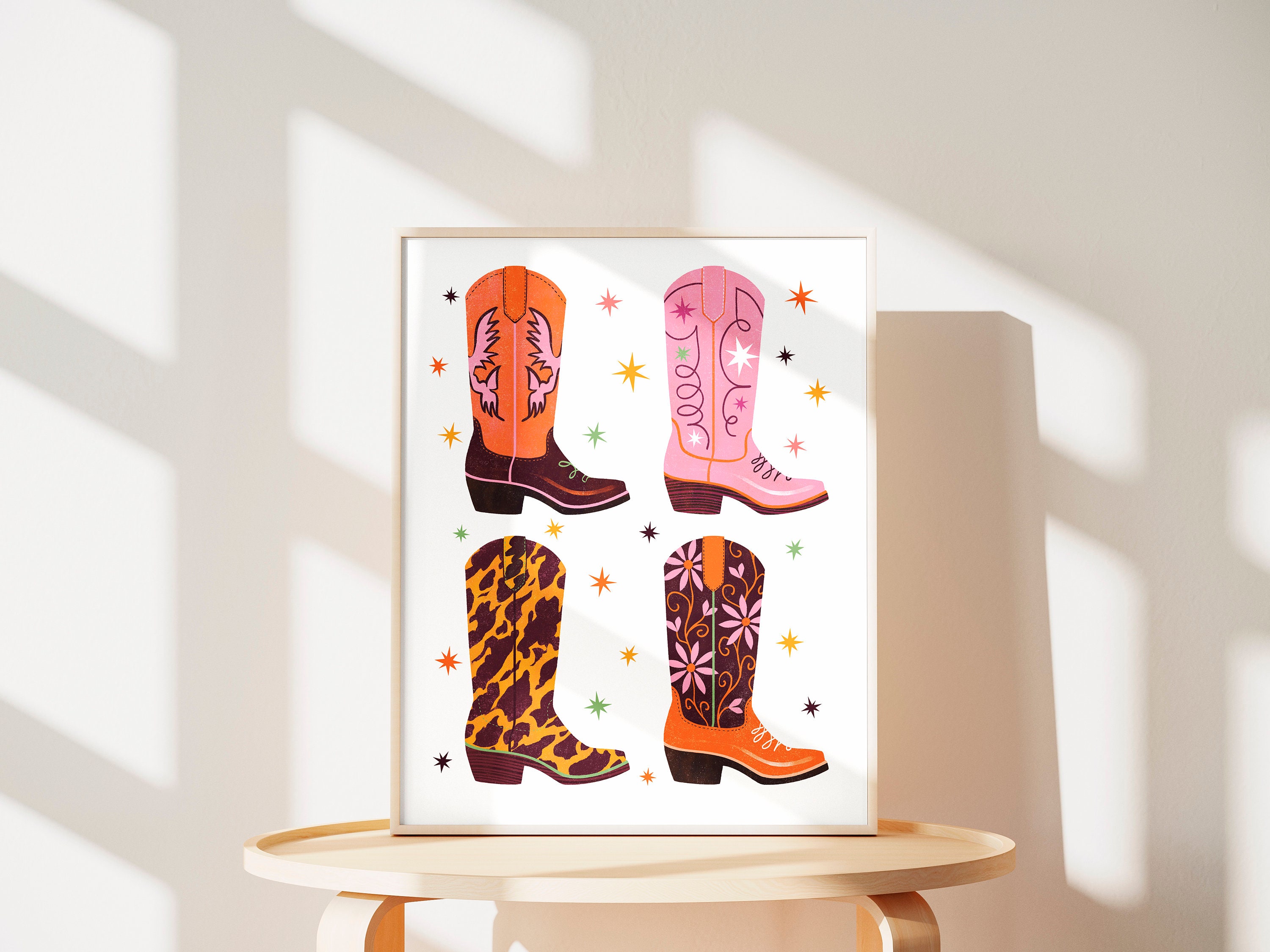 Cowboy Boots Art Print - 8x10, 11x14 Inches - Western Desert ...