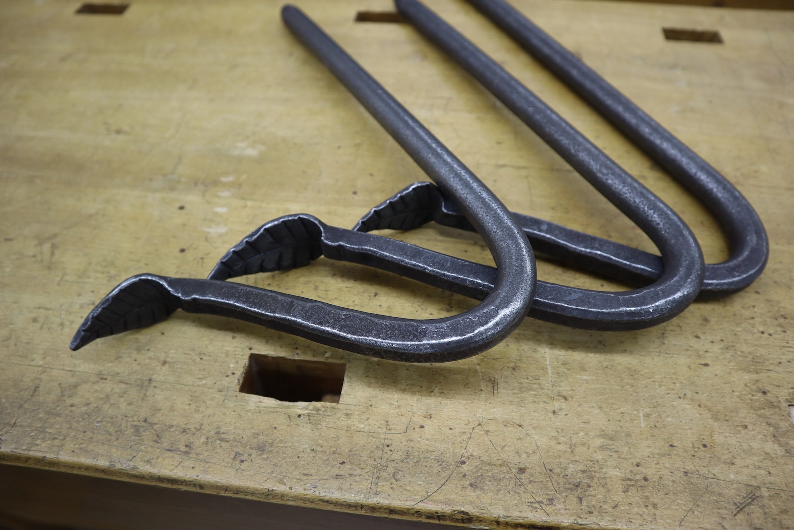 Workbench Holdfast With Leaf Finial, 3/4" or 1" Hole. Hand Forged by ...