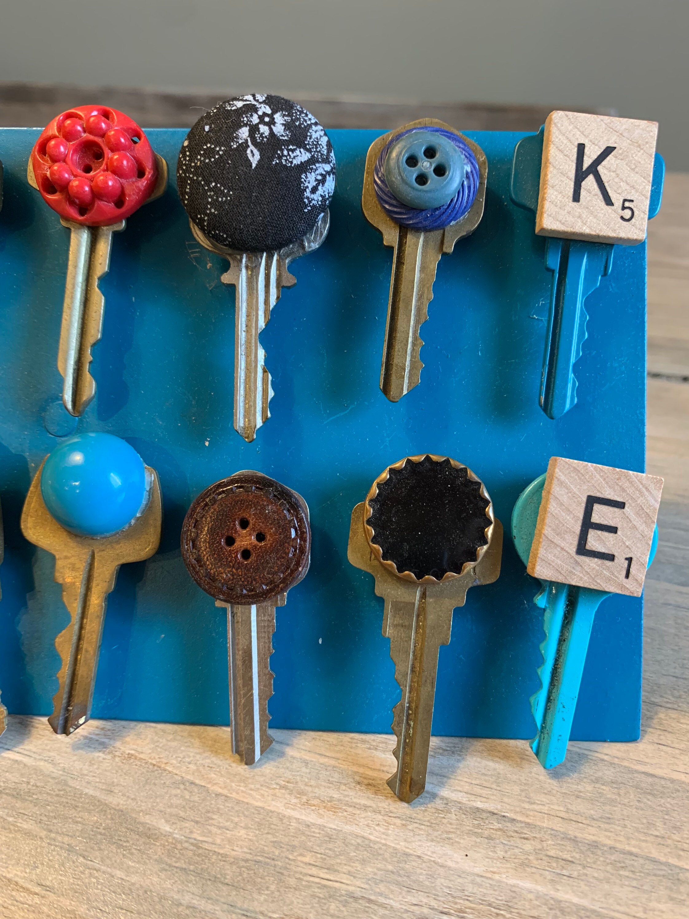 Magnet Old Key With Vintage Button Attached, Refrigerator Magnet ...