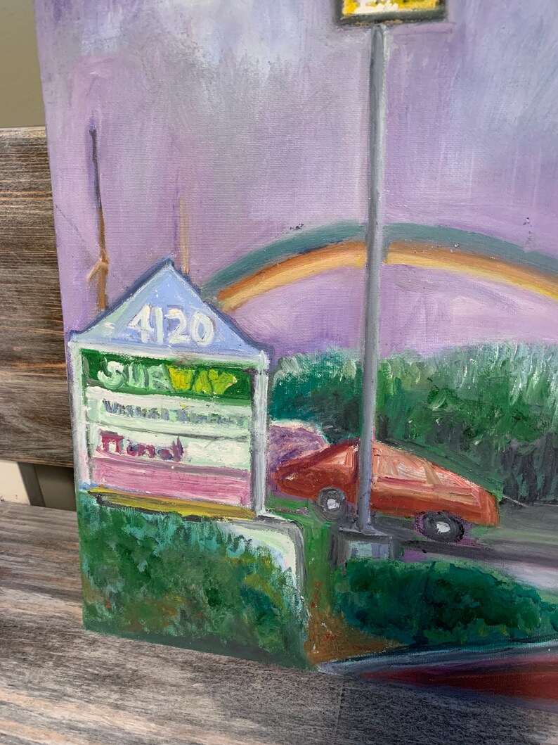 ORIGINAL Painting 16" X 20" Art Signed by Artist Girl Standing in Rain ...