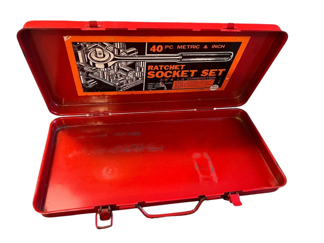 Vintage Red Industrial Metal Box, Craft Box, Office Storage, Industrial ...