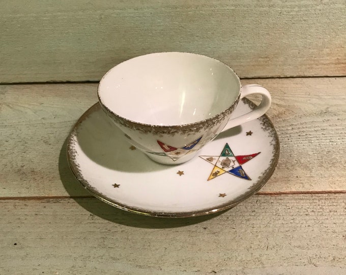 Eastern Star Tea Cup and Saucer - Vintage Masonic Marked C 73 Freemason ...
