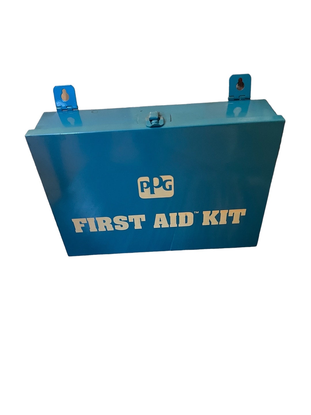 Vintage PPG First Aid Kit Metal Wall Cabinet Blue White Industrial ...