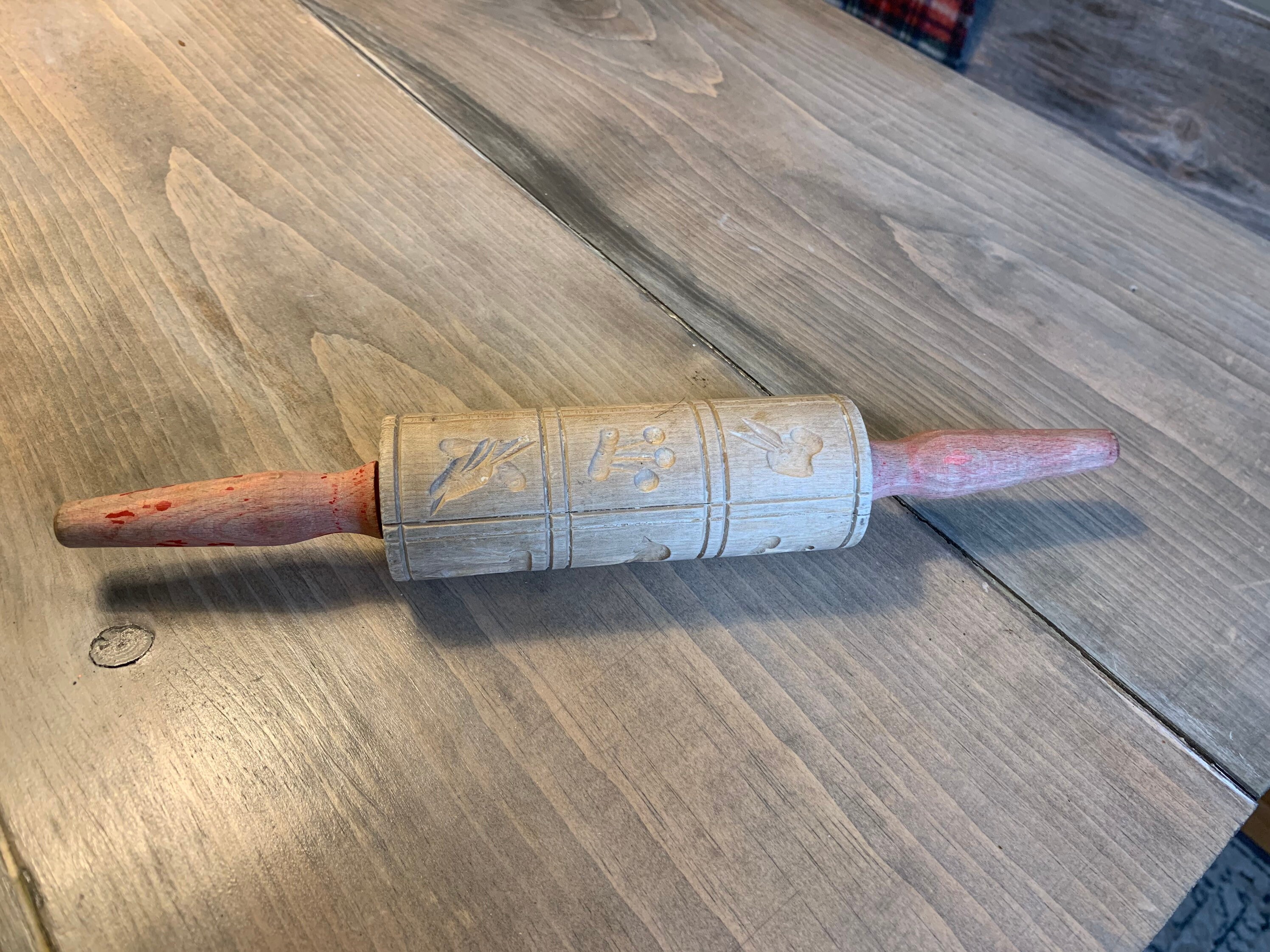 Embossed Wood Rolling Pin Wood Carved Rolling Pin Farmhouse - Etsy